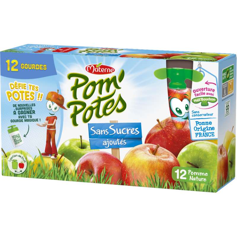 Pom'Potes sans sucres ajoutés pomme, Materne (12 x 90 g) | La belle vie ...