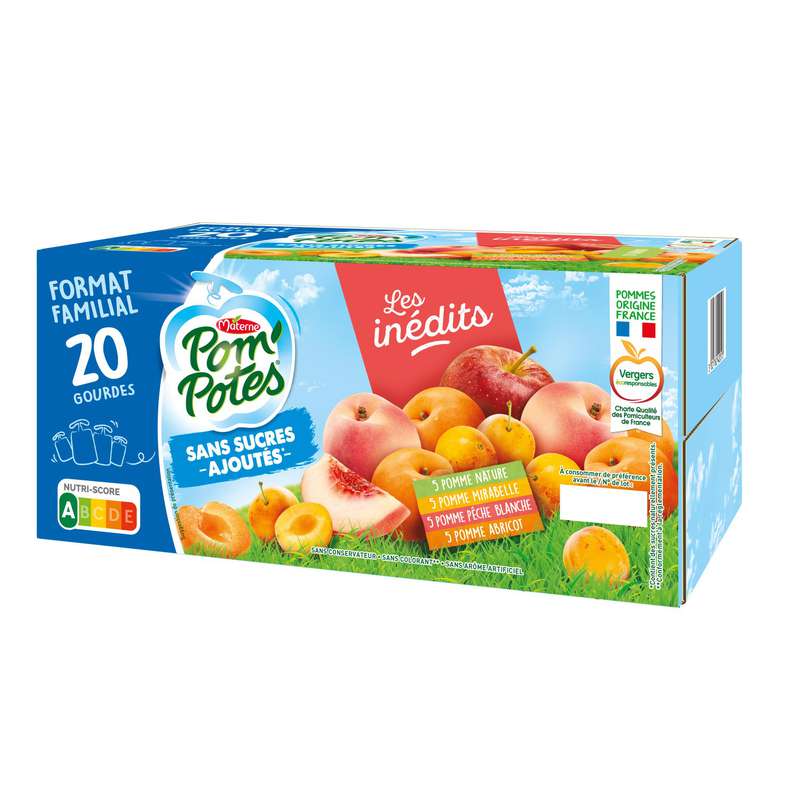 Pom'Potes Les Inédits pomme nature, pêche, abricot, mirabelle sans ...