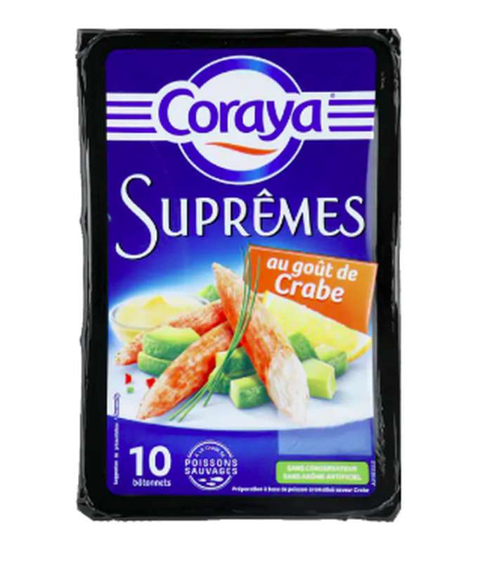 Bâtonnets de surimi Suprêmes au goût de crabe, Coraya (x 10, 156 g ...
