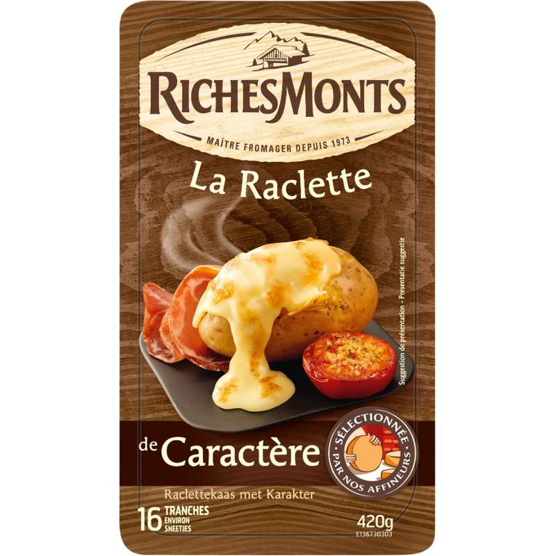 Raclette de caractère au lait de montagne pasteurisé, RichesMonts (16 ...