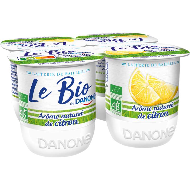 Yaourt sucré à l'arôme naturel de citron BIO, Danone (4 x 125 g) | La belle vie : Changez votre ...