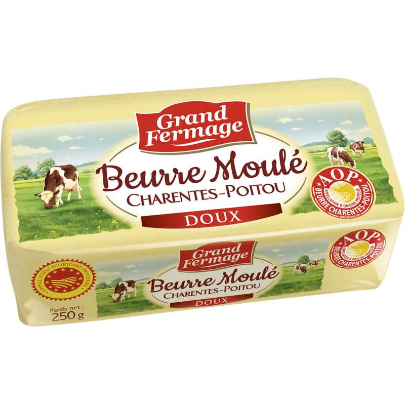 Beurre doux extra fin AOP moulé de Charentes Poitou, Grand Fermage (250 ...