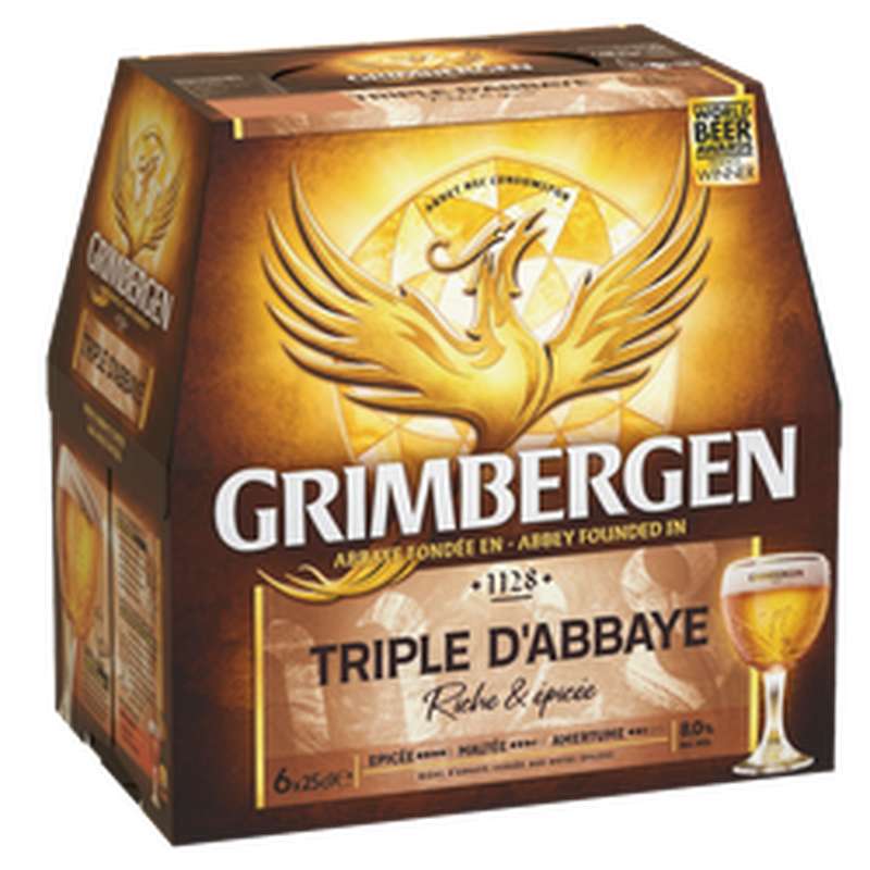 Pack de bière triple d'abbaye arômatisée à la coriandre, Grimbergen, 8° (6 x 25 cl) | La belle ...