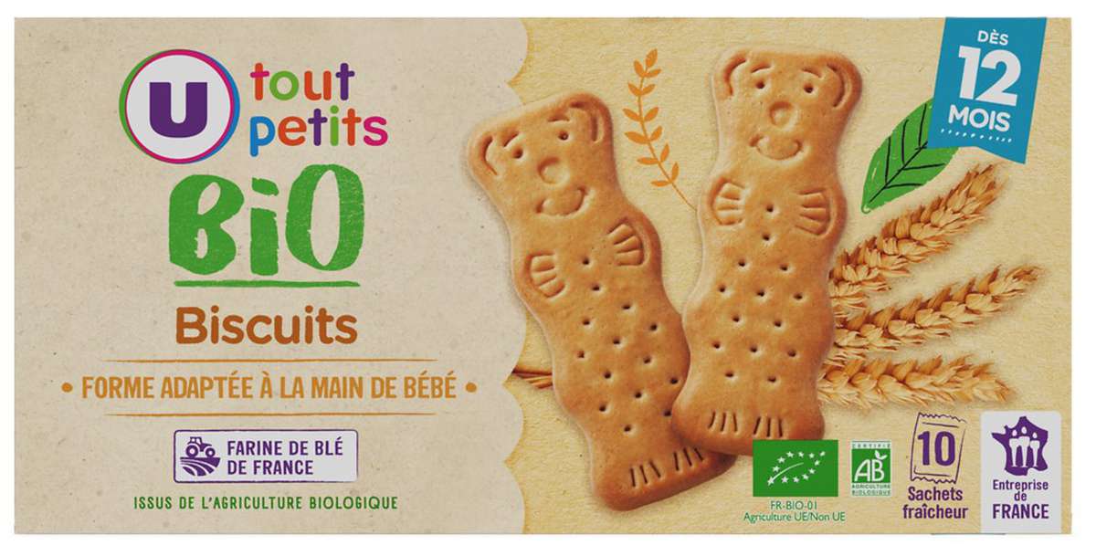 Biscuits bébé croissance nature - dès 12 mois BIO, U Tout Petits (150 g ...