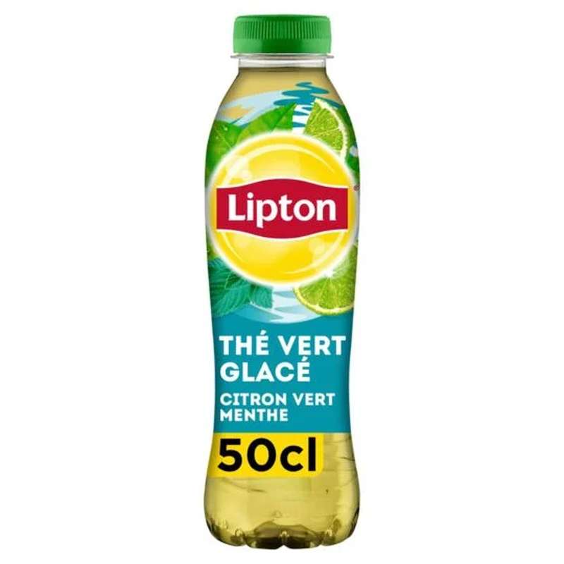 Boisson à base de thé vert saveur citron vert menthe, Lipton (50 cl ...