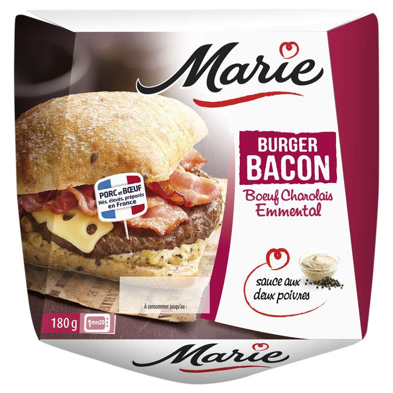 Burger Bacon charolais emmental sauce 2 poivres, Marie (180 g) | La ...