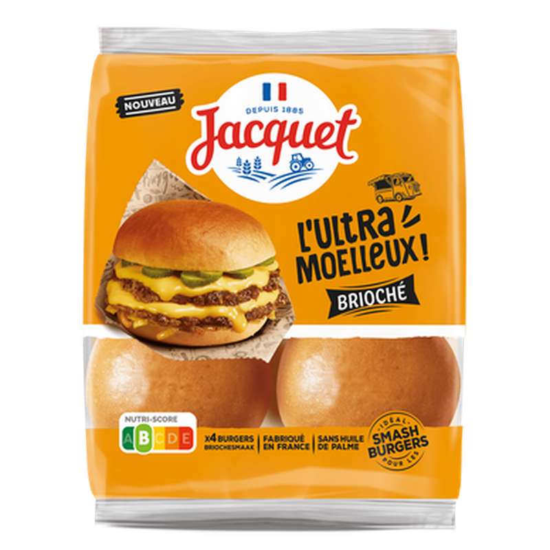 Burger brioché ultra moelleux, Jacquet (x 4, 260 g) | La Belle Vie : Courses en Ligne ...