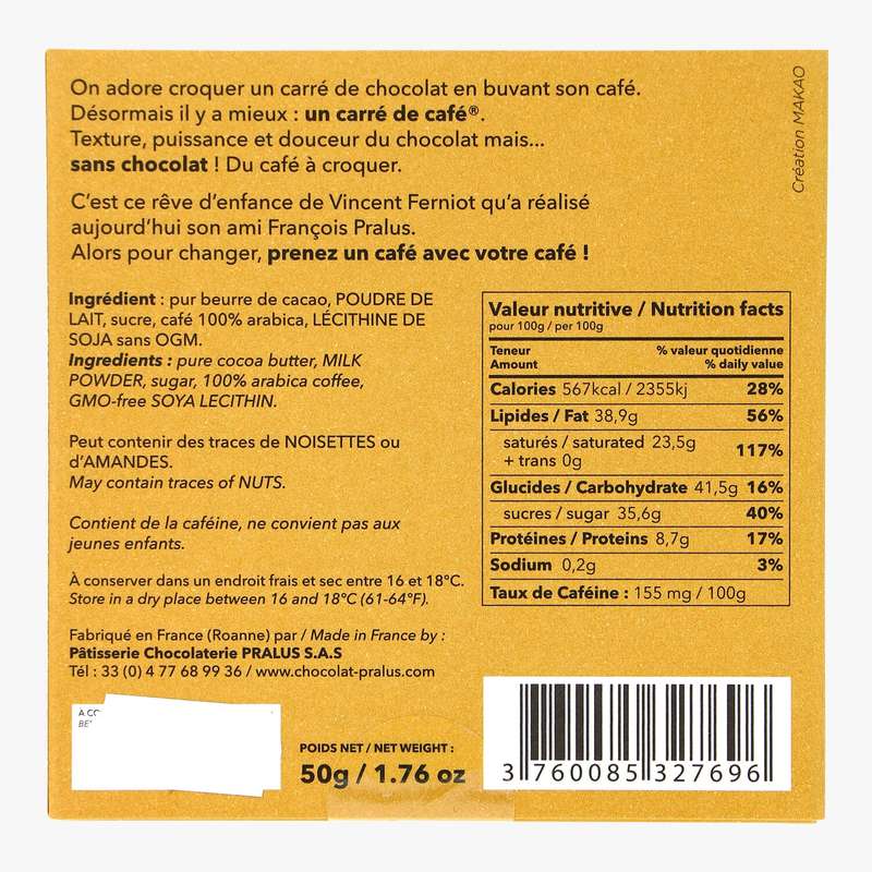 Carré de café, café au lait à croquer, pur arabica | La Belle Vie ...
