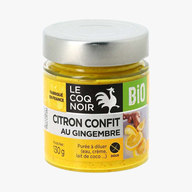 Citron confit au gingembre bio, Le Coq Noir (130g) | La Belle Vie ...