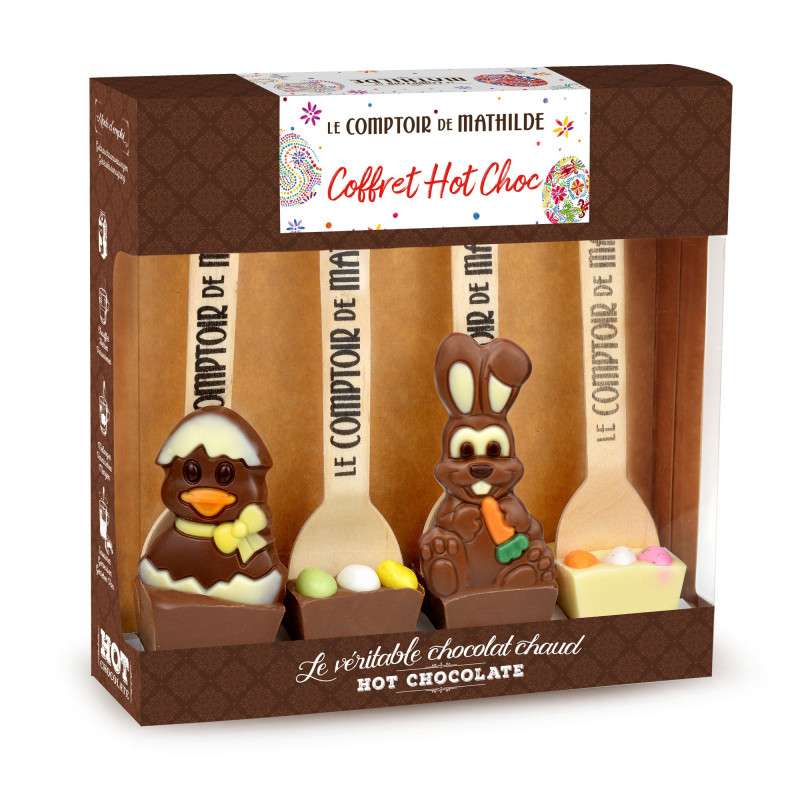 Coffret 4 Chocolats Chauds à faire fondre - édition Printemps, Le Comptoir de Mathilde (4 x 30 g ...