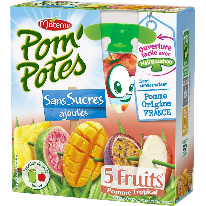 Pom'Potes 5 fruits tropical, Materne (4 x 90g) | La belle vie : Changez ...