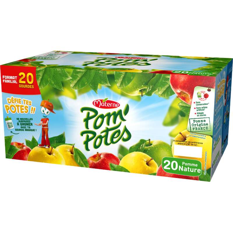 Pom'Potes pomme nature, Materne (20 x 90 g) | La belle vie : Changez ...