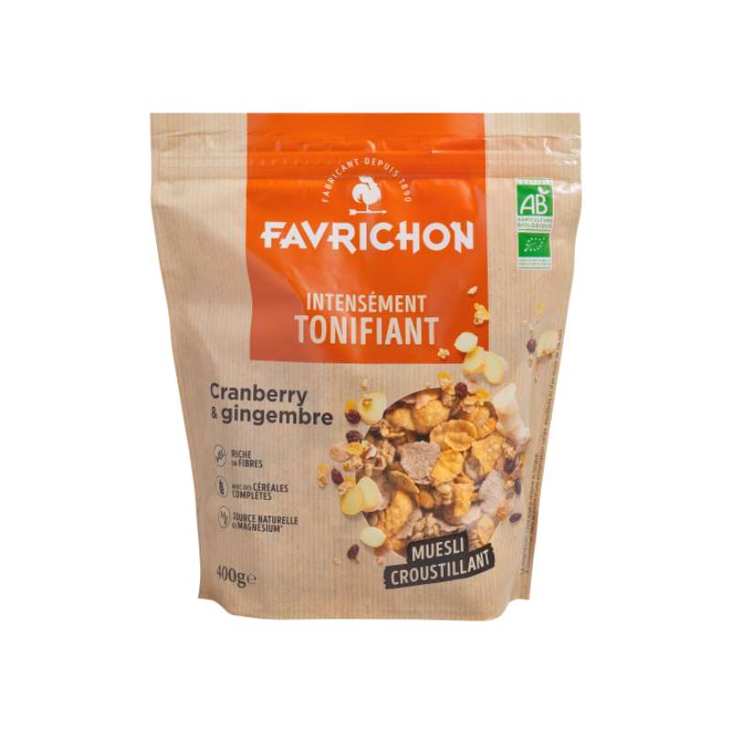 Muesli croustillant cranberry gingembre, sans huile de palme BIO ...