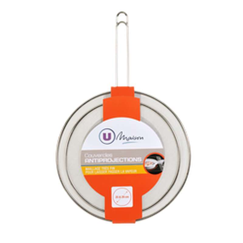 Couvercles anti projection inox 25 cm + 29 cm, U MAISON (x 2) | La Belle Vie : Courses en Ligne ...