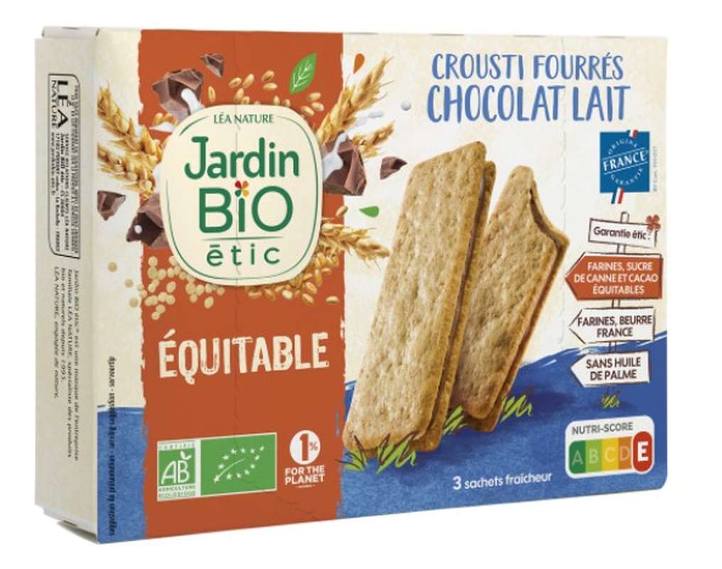 Crousti fourré chocolat au lait BIO, Jardin Bio (170 g) | La Belle Vie ...