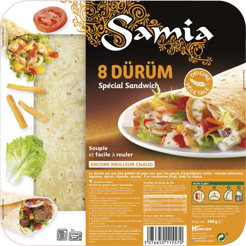 Durüm spécial sandwich, Samia (x 8, 490 g) | La belle vie : Changez ...