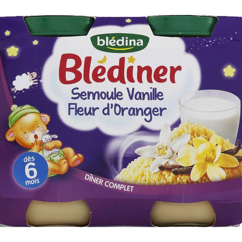 Blédiner semoule vanille, fleur d'oranger - dès 6 mois, Blédina (2 x 200 g) | La Belle Vie ...