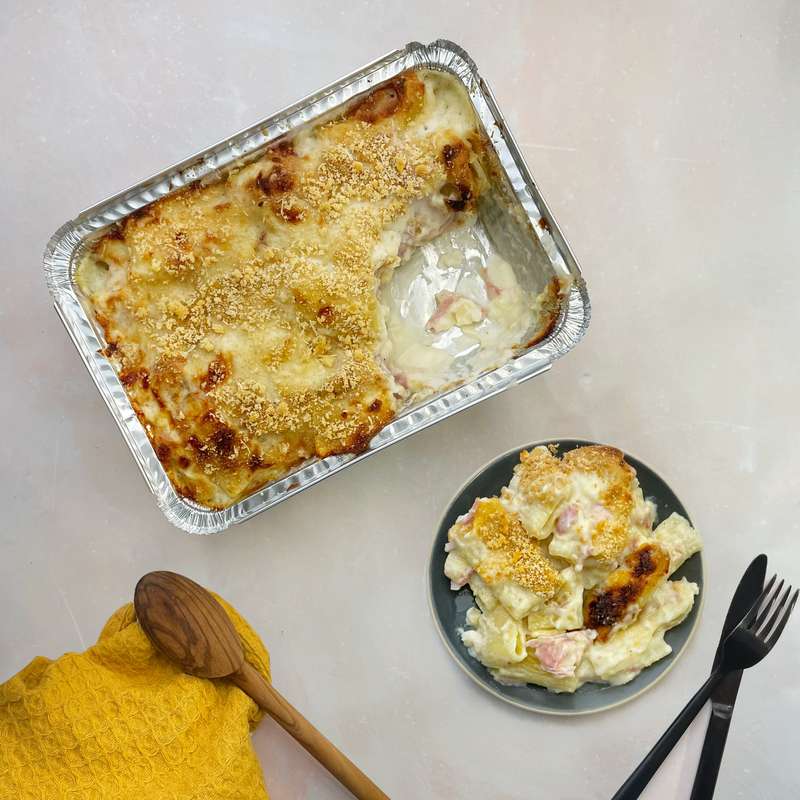 Gratin de pâtes Rigatoni au jambon Prince de Paris et à la mozza à ...