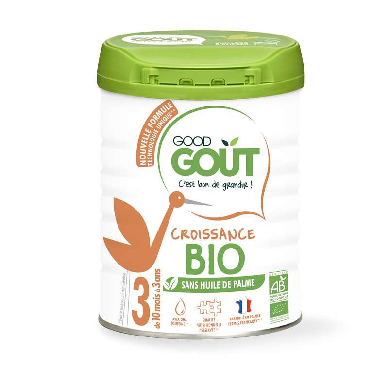 Lait de croissance 3ème âge BIO – de 10 à 36 mois, Good Goût (800 g ...