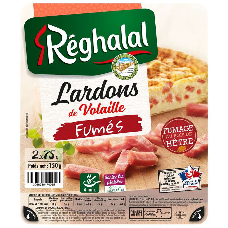 Lardons de volaille fumés Halal, Reghalal (2 x 75 g) | La belle vie ...