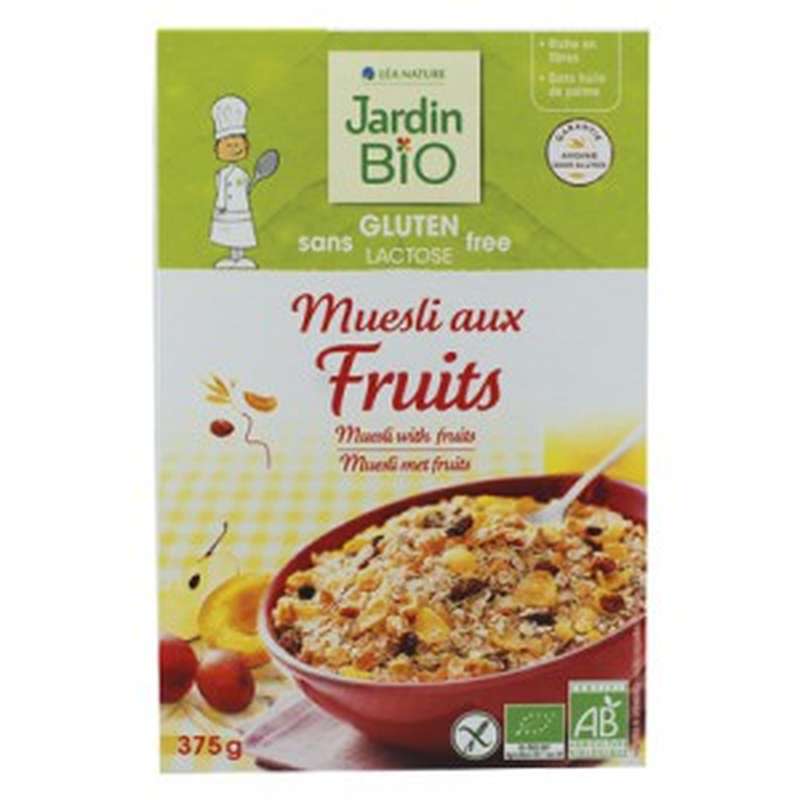 Muesli aux fruits sans gluten BIO, Jardin Bio (375 g) | La Belle Vie ...