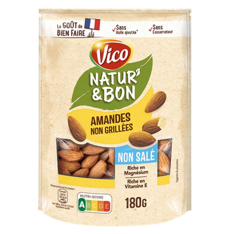 Natur'& bon amandes non salées, Vico (180 g) | La Belle Vie : Courses ...
