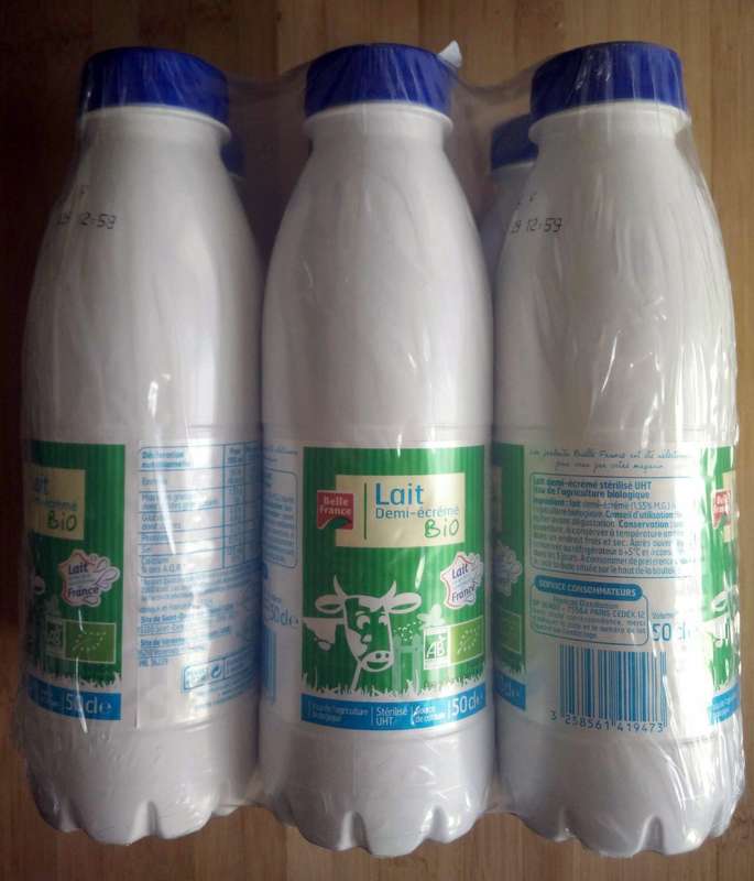 Pack de Lait demi écrémé BIO, Belle France (6 x 50 cl) | La Belle Vie ...