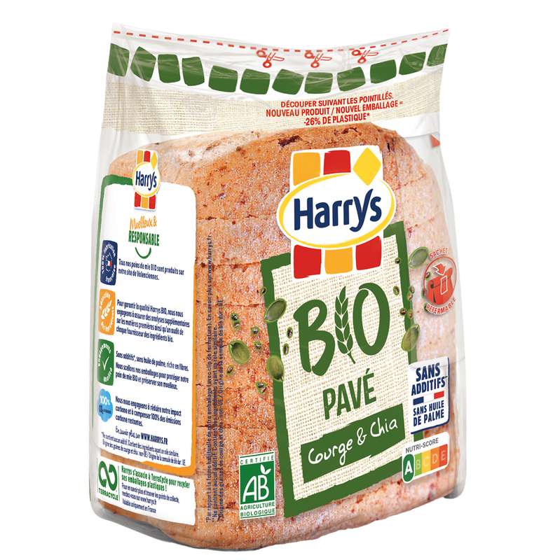 Pain de mie pavé aux graines de chia et courge BIO, Harrys (250 g) | La ...