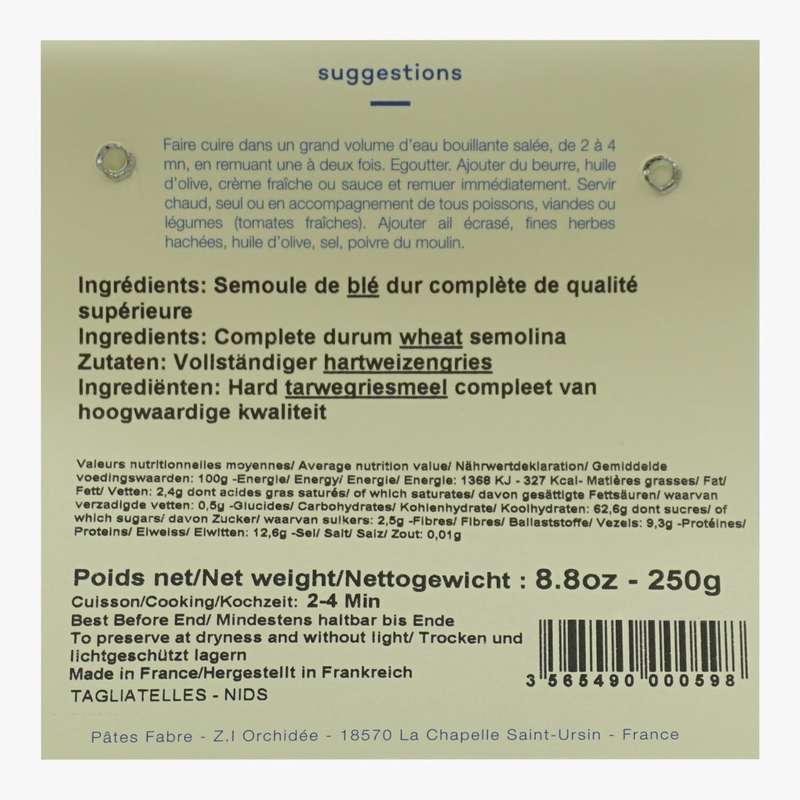 Pâtes au blé complet, Pâtes Fabre (250g) | La Belle Vie : Courses en ...