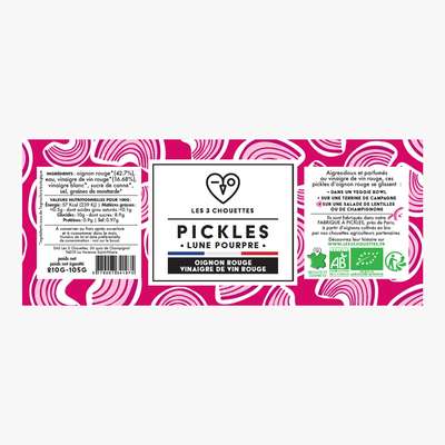 Pickles bio oignon rouge, vinaigre de vin rouge, Les 3 chouettes (210g ...