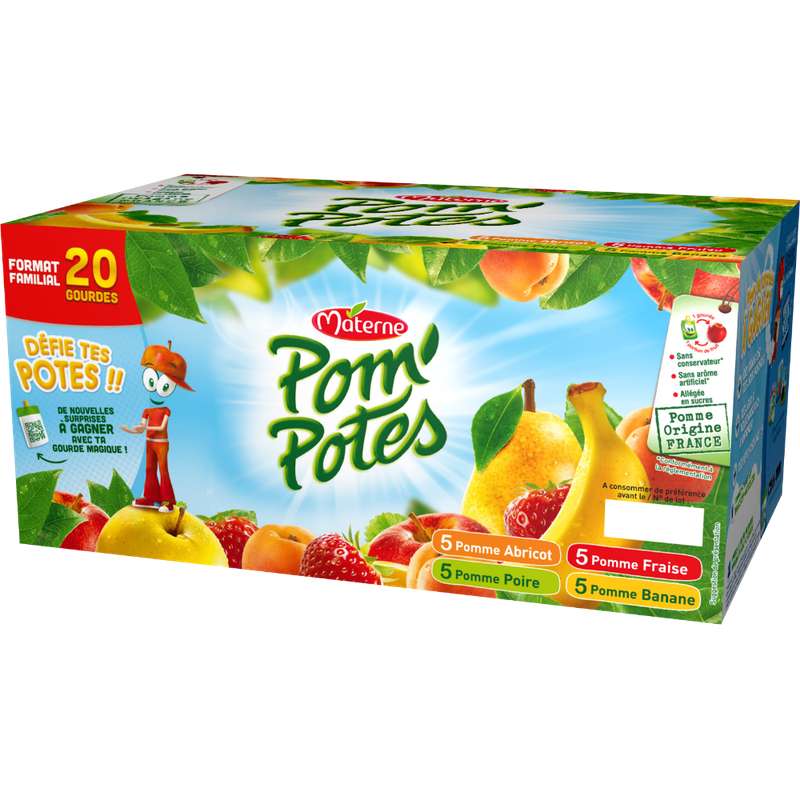 Pom'Potes pomme/poire, pomme/abricot, pomme/banane, pomme/fraise ...