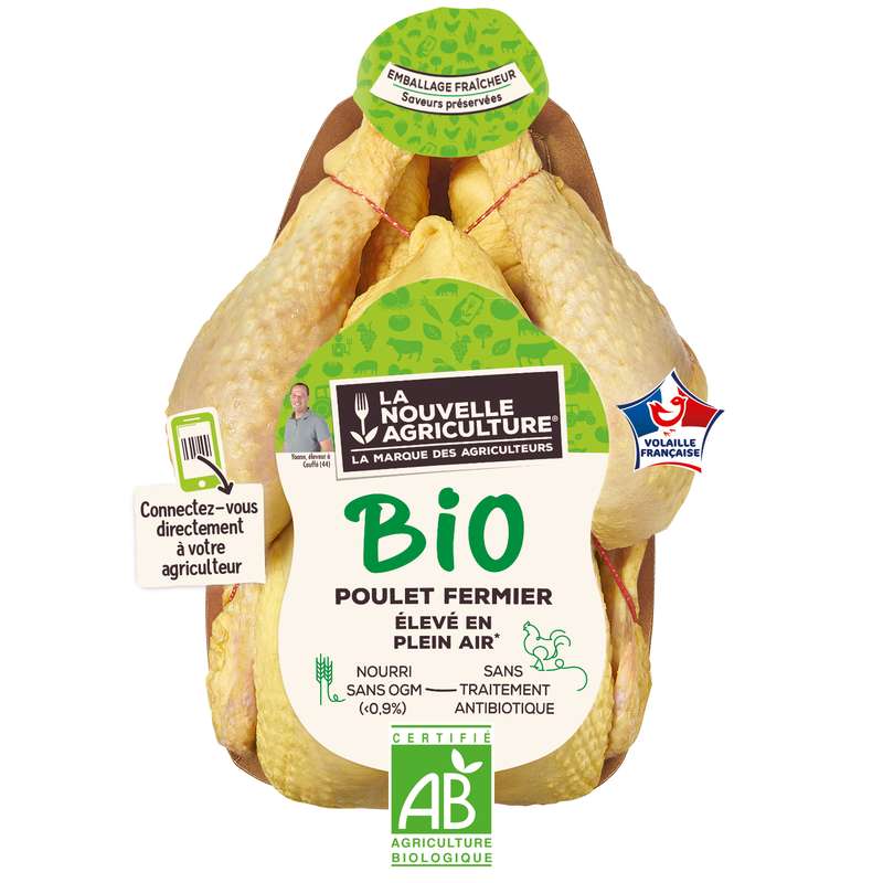 Poulet fermier jaune BIO, La Nouvelle Agriculture (1.4 Kg) | La Belle ...