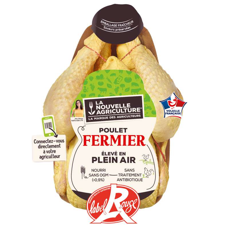 Poulet fermier jaune Label rouge, La Nouvelle Agriculture (1.4 Kg) | La ...