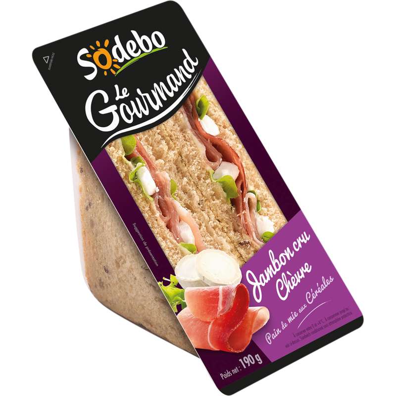 Sandwich Le Gourmand jambon cru chèvre, Sodebo (190 g) | La belle vie ...