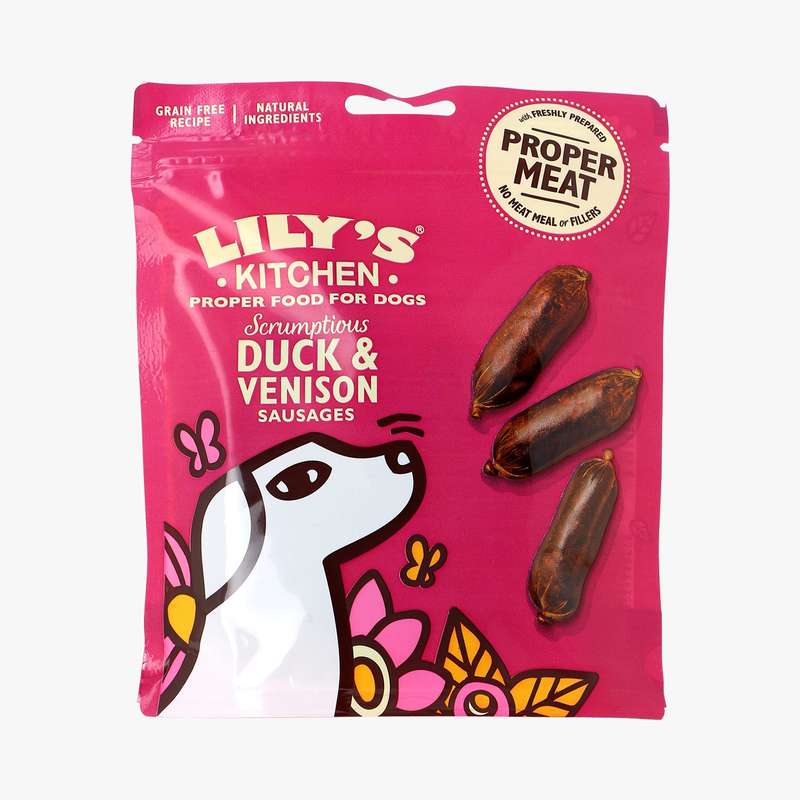 Scrumptious duck & venison sausages pour chien, Lily’s Kitchen (70g ...
