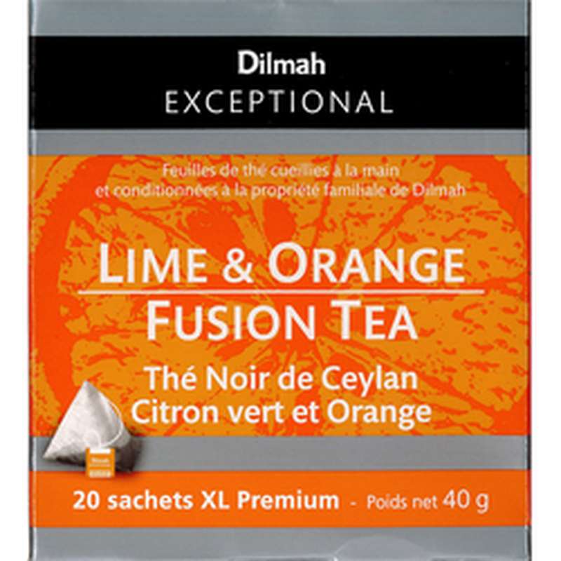 Thé noir ceylan citron vert et orange, Dilma x 20 sachets (40 g) | La ...