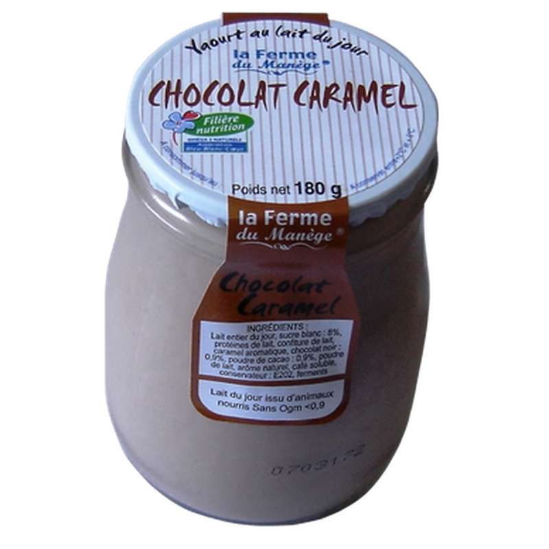 Yaourt entier brassé au lait du jour chocolat caramel, La Ferme du ...