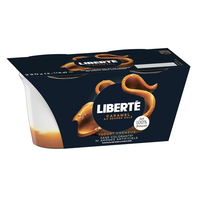 Yaourt Liberté crémeux sur lit de caramel beurre salé, Yoplait (2 x 115 ...