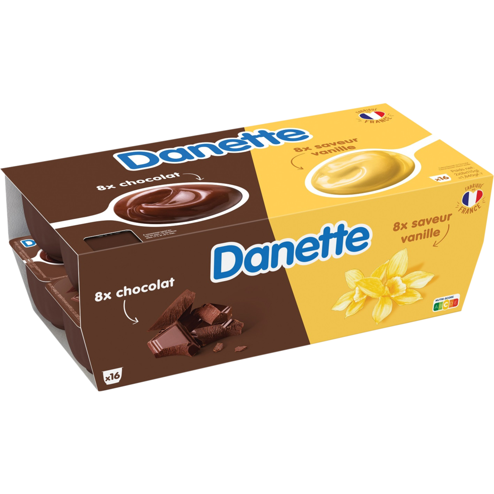 Danette 2 saveurs chocolat/vanille (16 x 115 g) | La belle vie : Vos ...