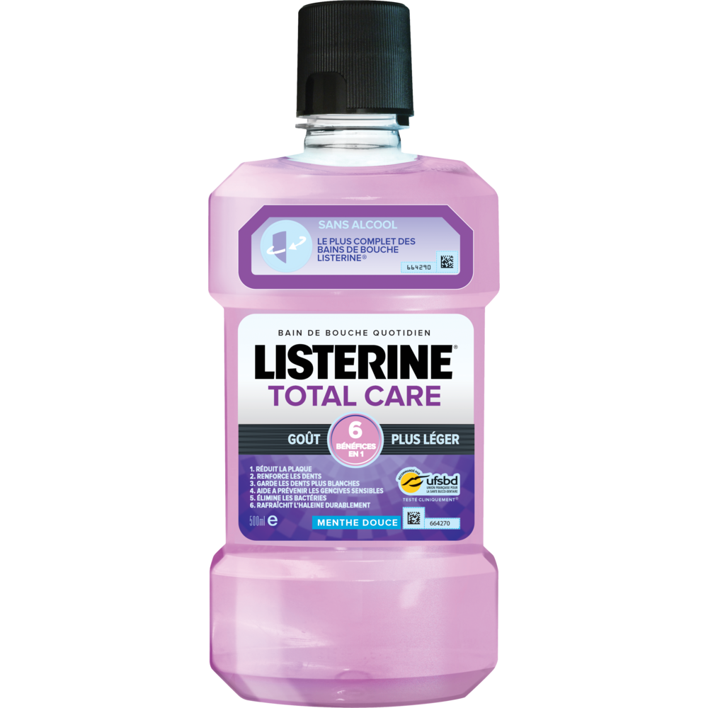 Bain de bouche Total Care menthe sans alcool, Listerine (500 ml) | La belle vie : Vos courses ...