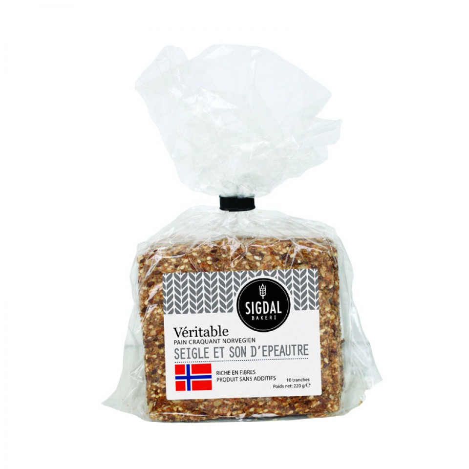 Pain craquant Norvegien - Seigle et son d'épeautre, Sigdal Bakeri (220 ...