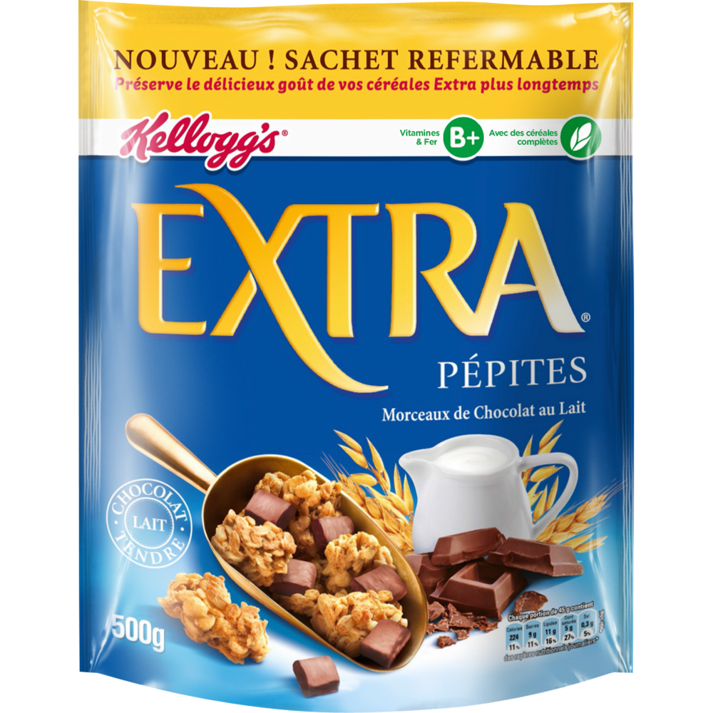 Extra aux morceaux de chocolat au lait, kellogg's (500 g) | La belle ...
