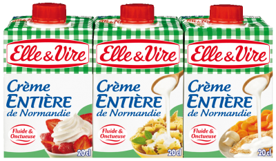 Crème entière de Normandie fluide Elle & Vire (3 x 20 cl) | La belle ...