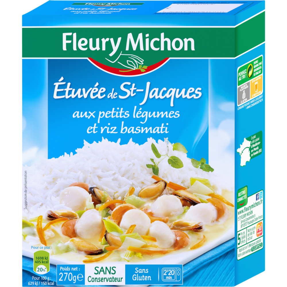 Etuvée Saint Jacques légumes et riz basmati, Fleury Michon (270 g) | La ...