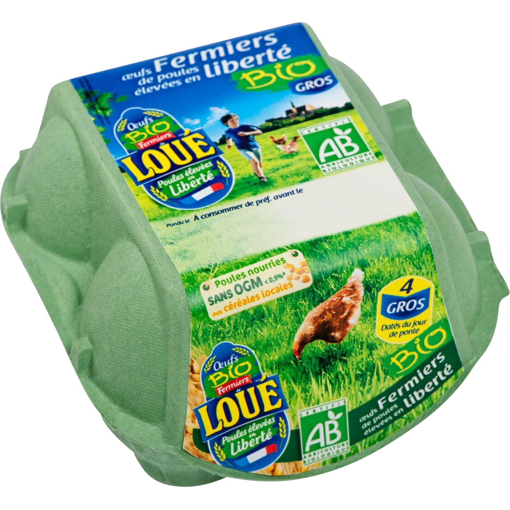 Oeufs gros BIO, Loué (x 4) | La belle vie : grande épicerie fine et fraiche