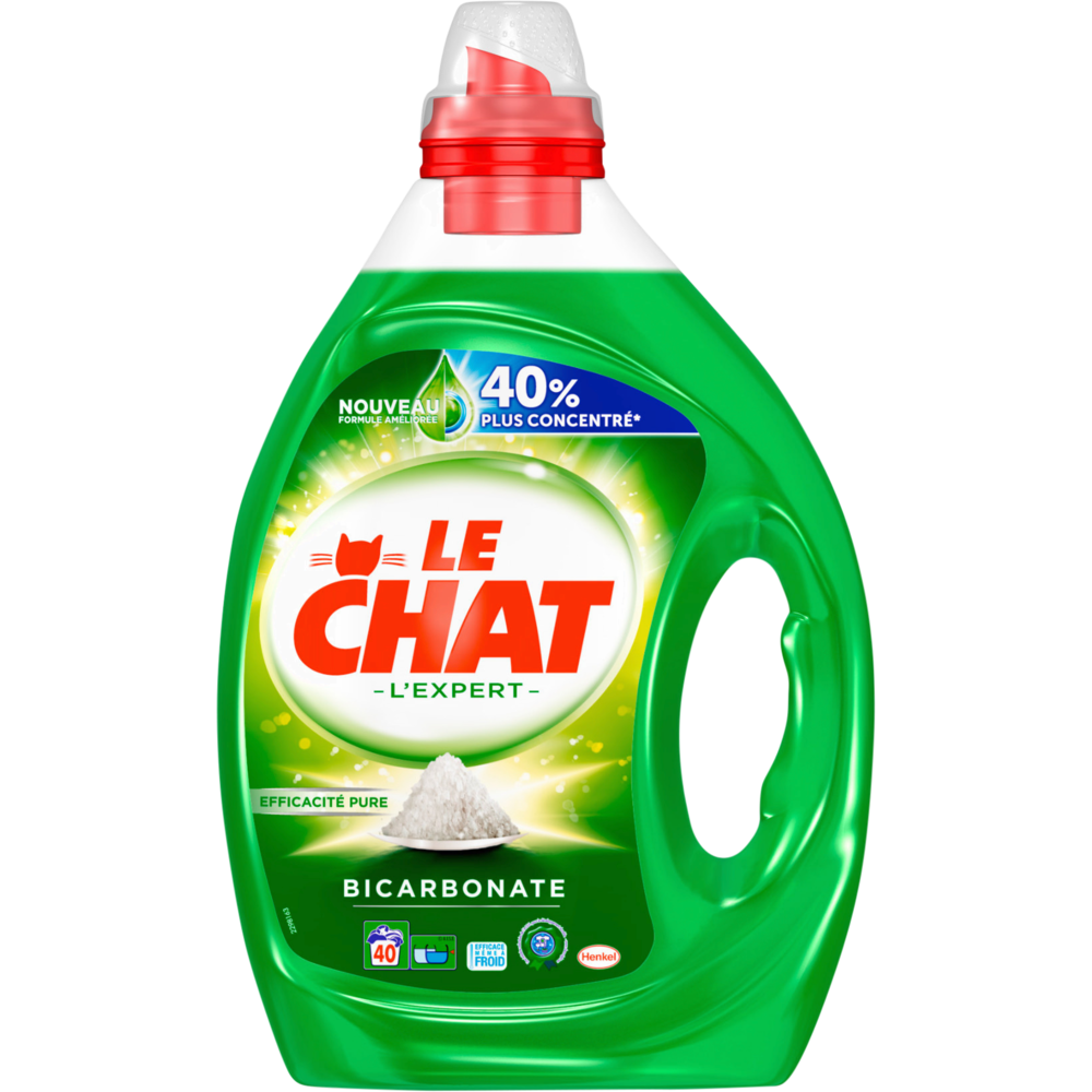 Lessive liquide L'Expert bicarbonate, Le chat (2 L = 40 lavages) | La ...