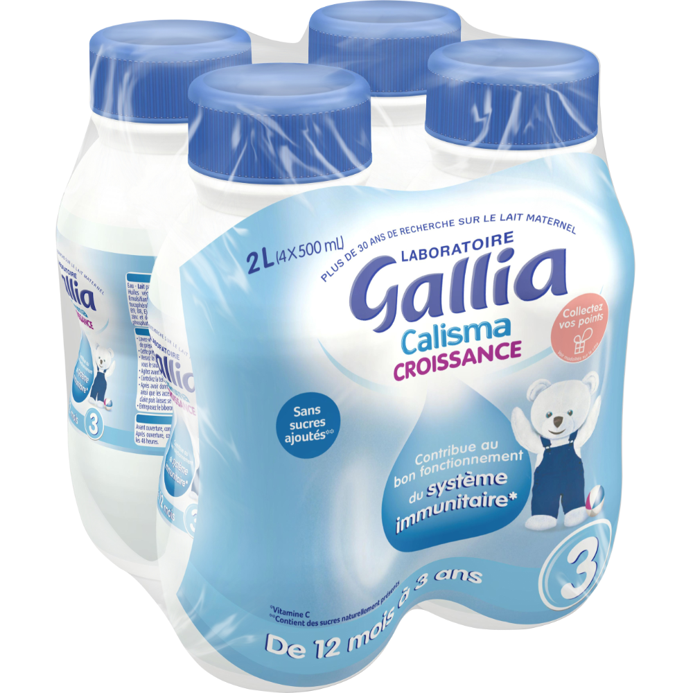 Pack Lait de croissance Calisma 3 - dès 12 mois, Gallia (4 x 500 ml ...