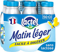 Pack Lait Matin léger facile à digérer 1,2% MG, Lactel (6 x 50 cl) | La ...
