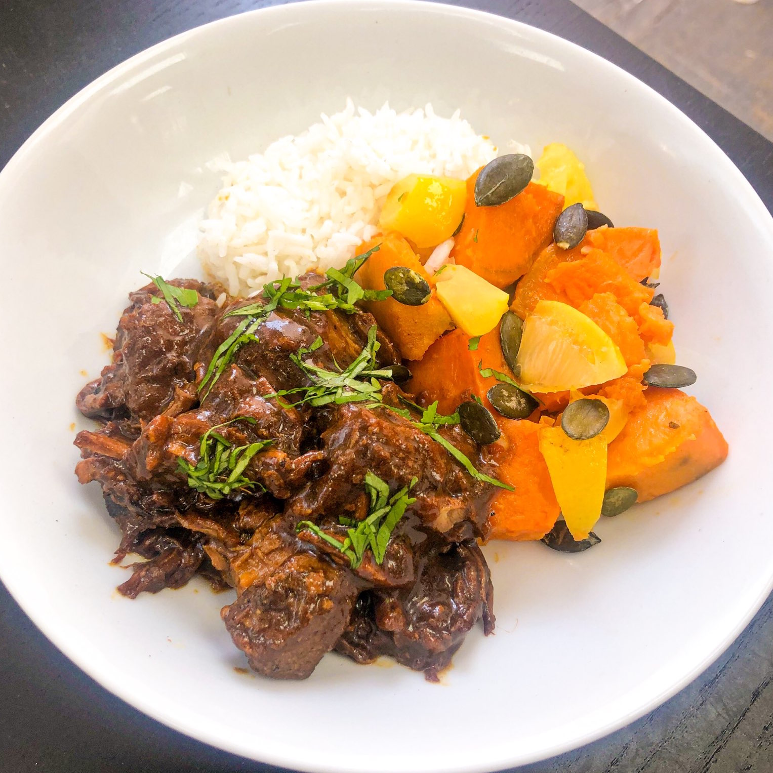 Porc confit au miel, patate douce et riz (400 g) | La belle vie ...