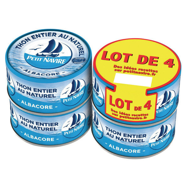Thon entier albacore au naturel, Petit Navire LOT DE 4 (4 x 140 g) | La ...